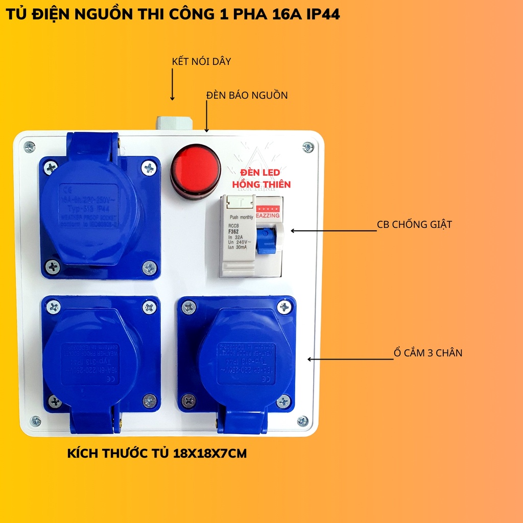 Hộp Nguồn Thi Công 1 Pha 16A CB Chống Giật IP44-IP67 | Shopee Việt Nam