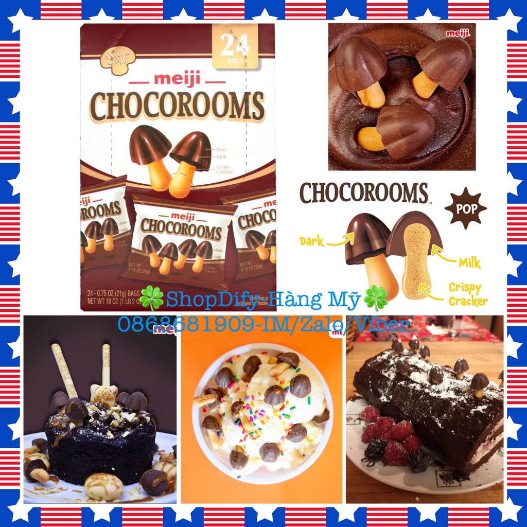Bánh quy socola hình nấm Meiji Chocorooms Chocolate, hàng nhập Mỹ Chocoroom, Hộp 24 gói | Shopee ...