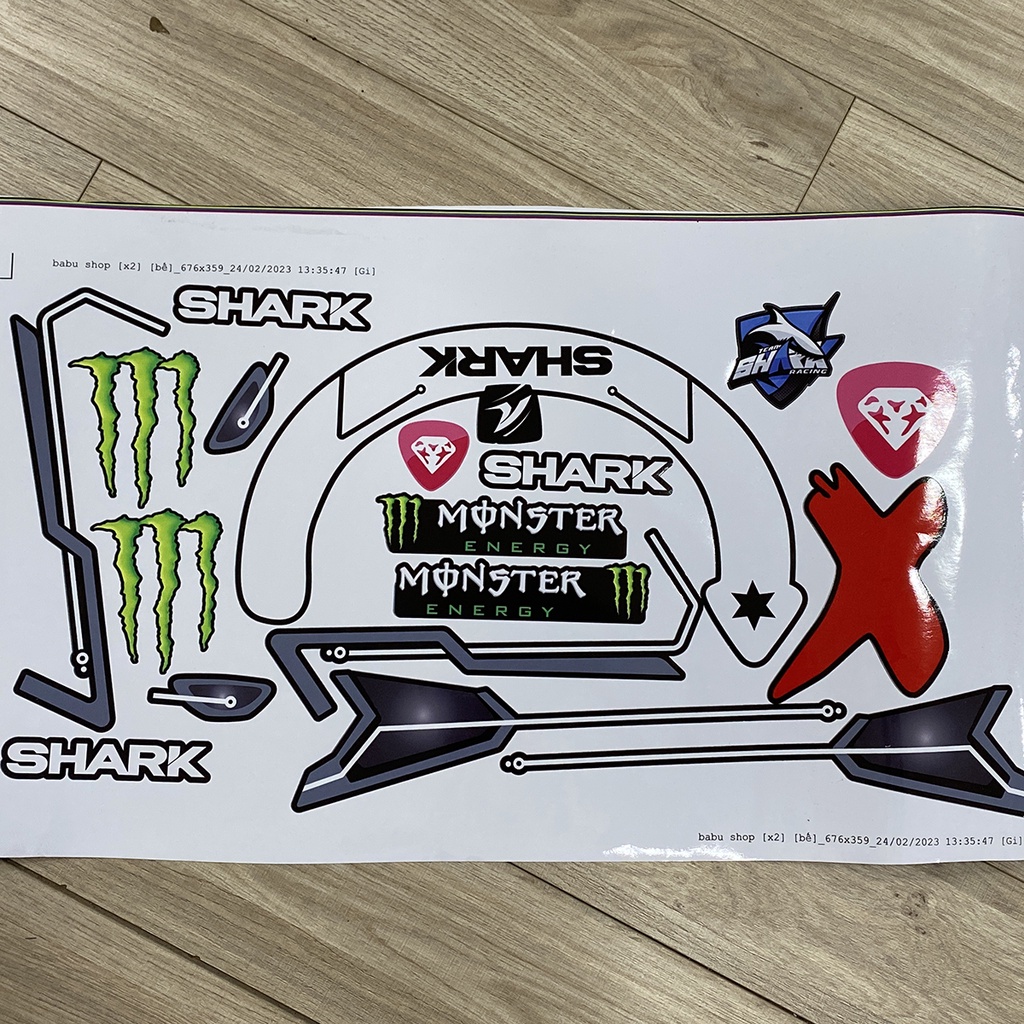 Tem Decal Shark Race Pro Lorenzo Cho Mũ Fullface (không bao gồm mũ ...