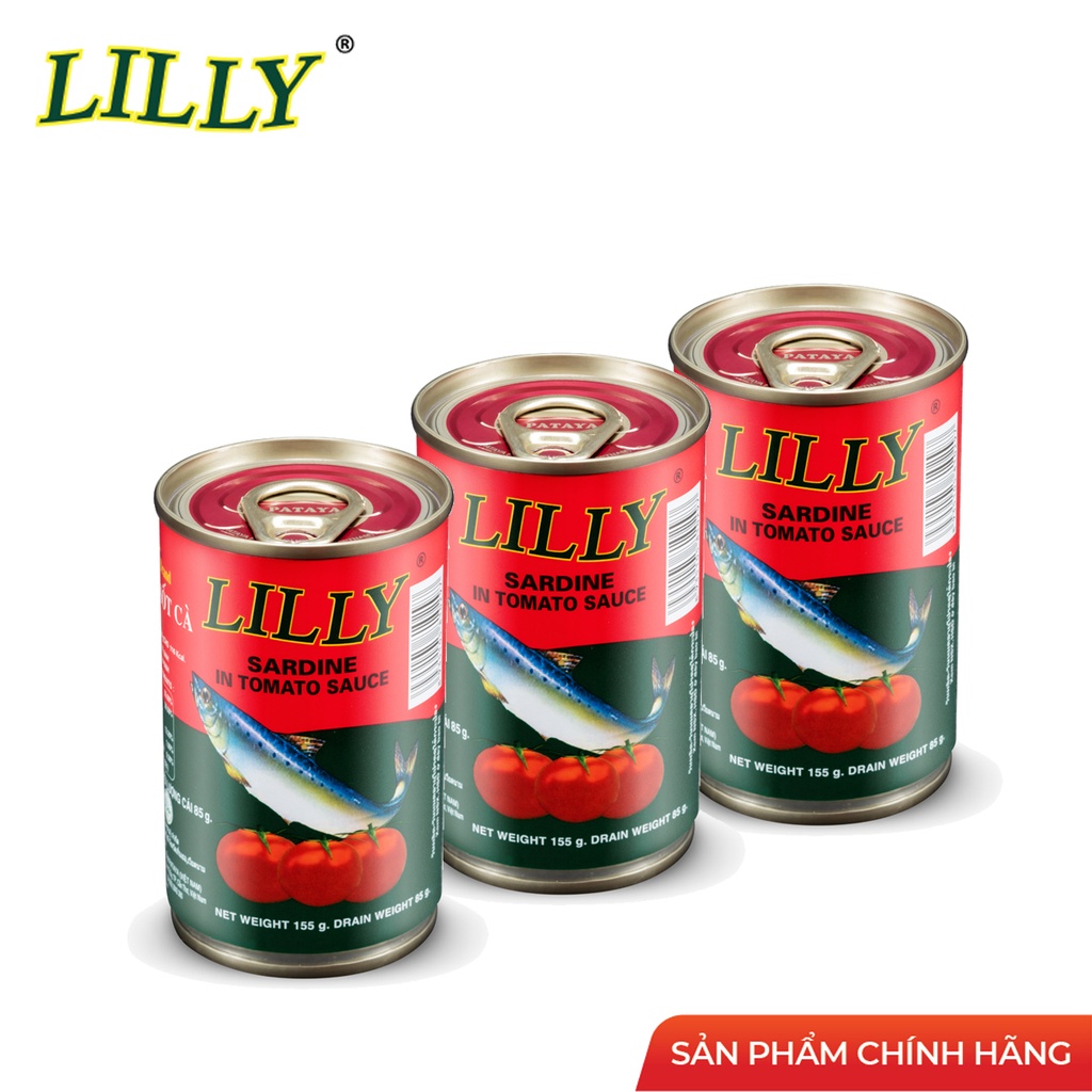 LỐC 3 HỘP CÁ TRÍCH SỐT CÀ SARDINE IN TOMATO SAUCE LILLY 155 GRAM ...