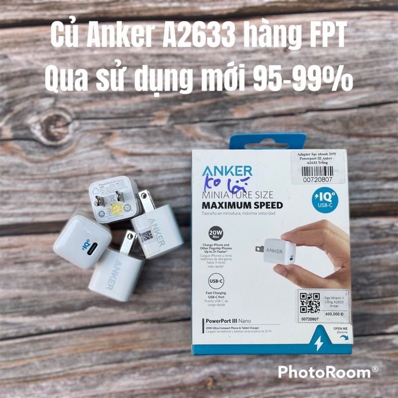 Củ sạc PD 3.0 20W Anker PowerPort III Nano A2633 qua sử dụng 95-99% ...