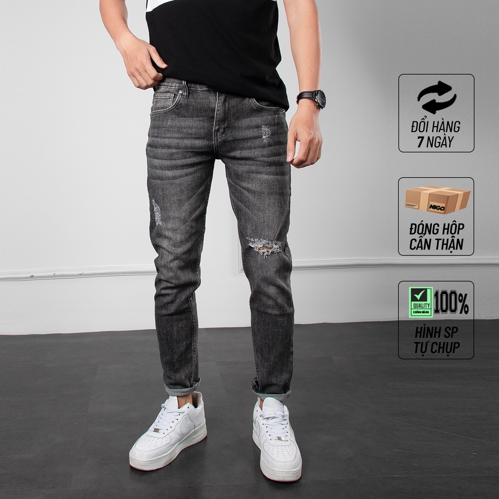 Quần jean nam xám skinnyfit 75 | Shopee Việt Nam