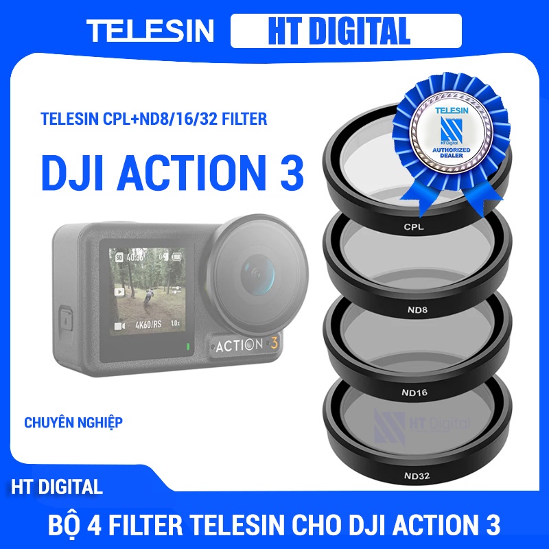 DJI Aciton 3/4/5, Bộ 4 Kính lọc Filter Telesin CPL và ND8/16/32 cho DJI ...