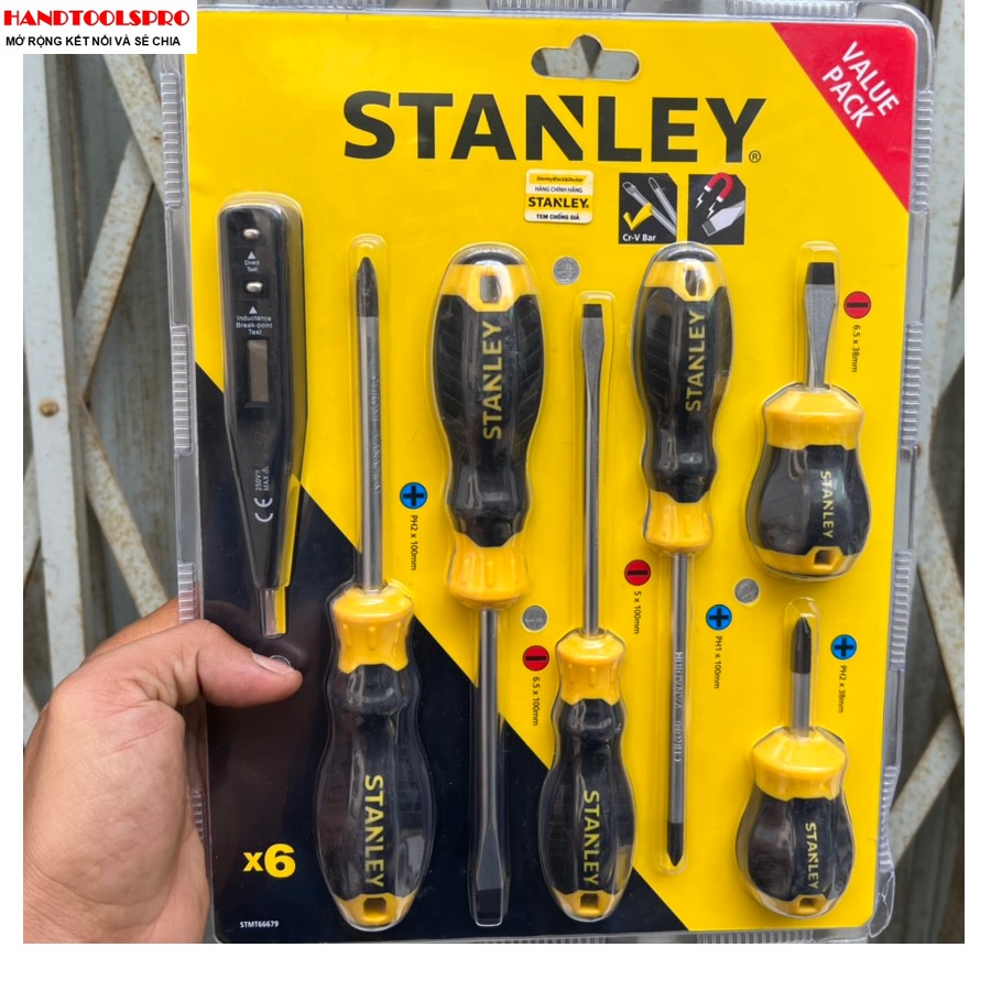 STMT66679/Bộ tuốc nơ vít đa năng 6 cây tặng kèm bút thử điện Stanley ...