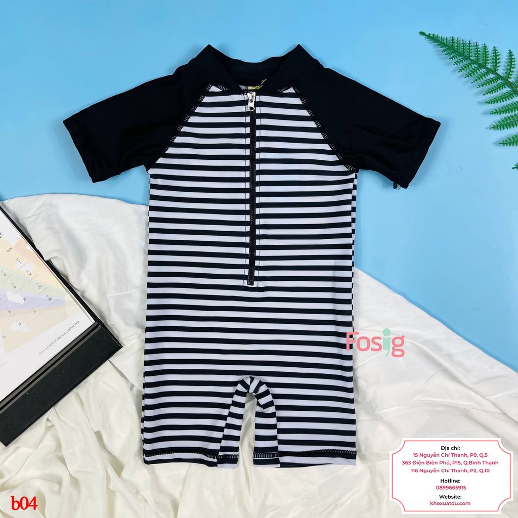 [10-16kg] Đồ Bơi Liền Thân Bé Trai BC160 - Trắng Sọc Đen | Shopee Việt Nam