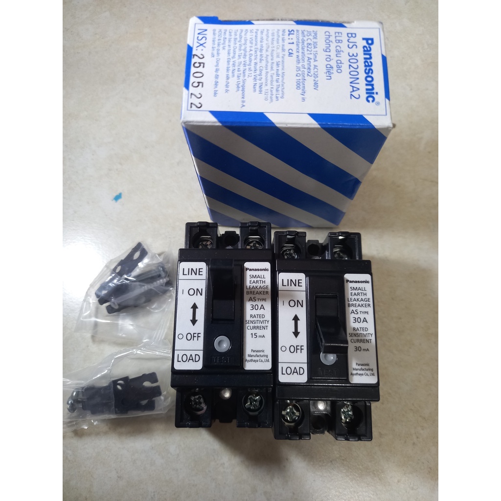 Cầu dao chống rò điện CB cóc PANASONIC 30A [15mA/30mA] chống giật ...