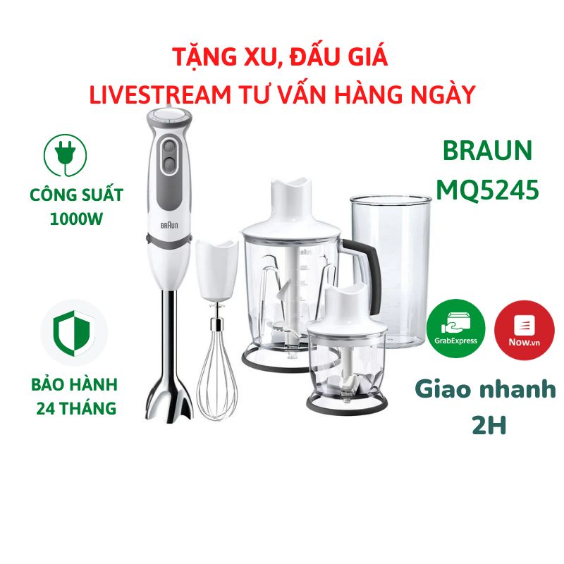 Máy xay sinh tố cầm tay Braun MQ5245 - Công suất 1000W, đa cối - Hàng ...