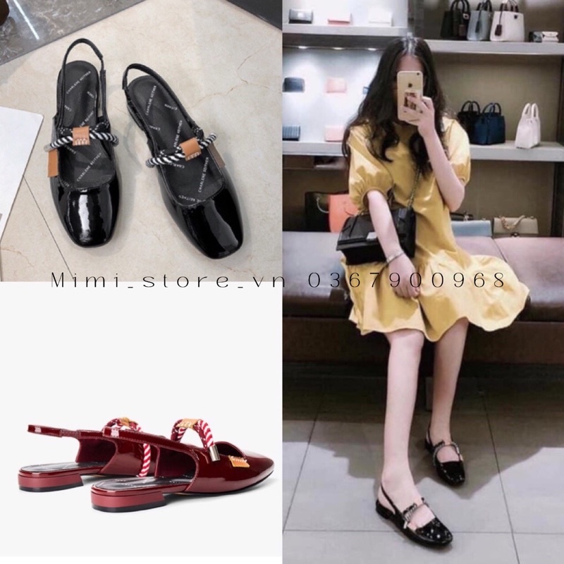 (Thanh lý hàng miễn đổi trả) Giày bệt mũi vuông da bóng chun dây xuất ...
