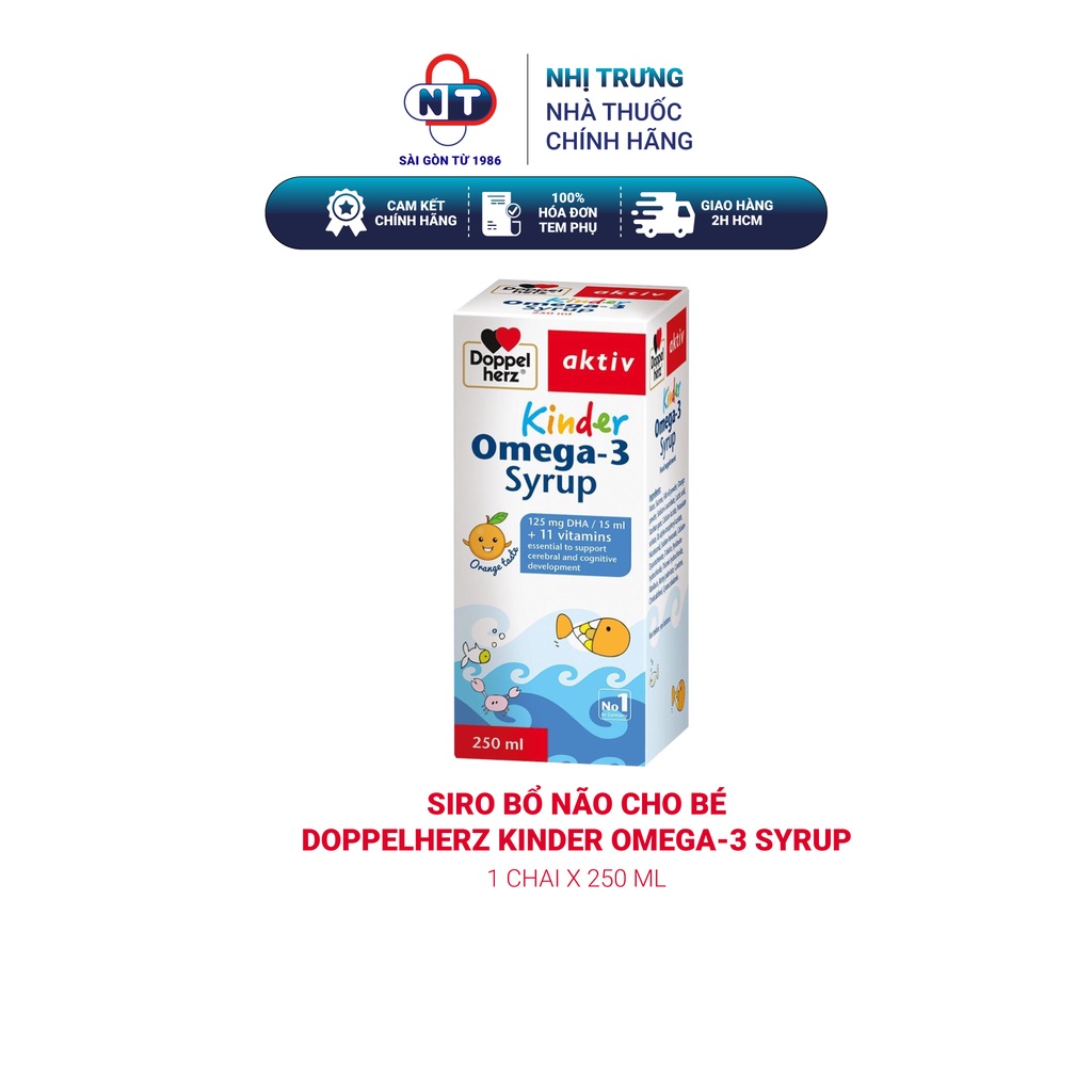 Siro bổ não cho bé Doppelherz Kinder Omega-3 Syrup chai 250ml | Shopee ...
