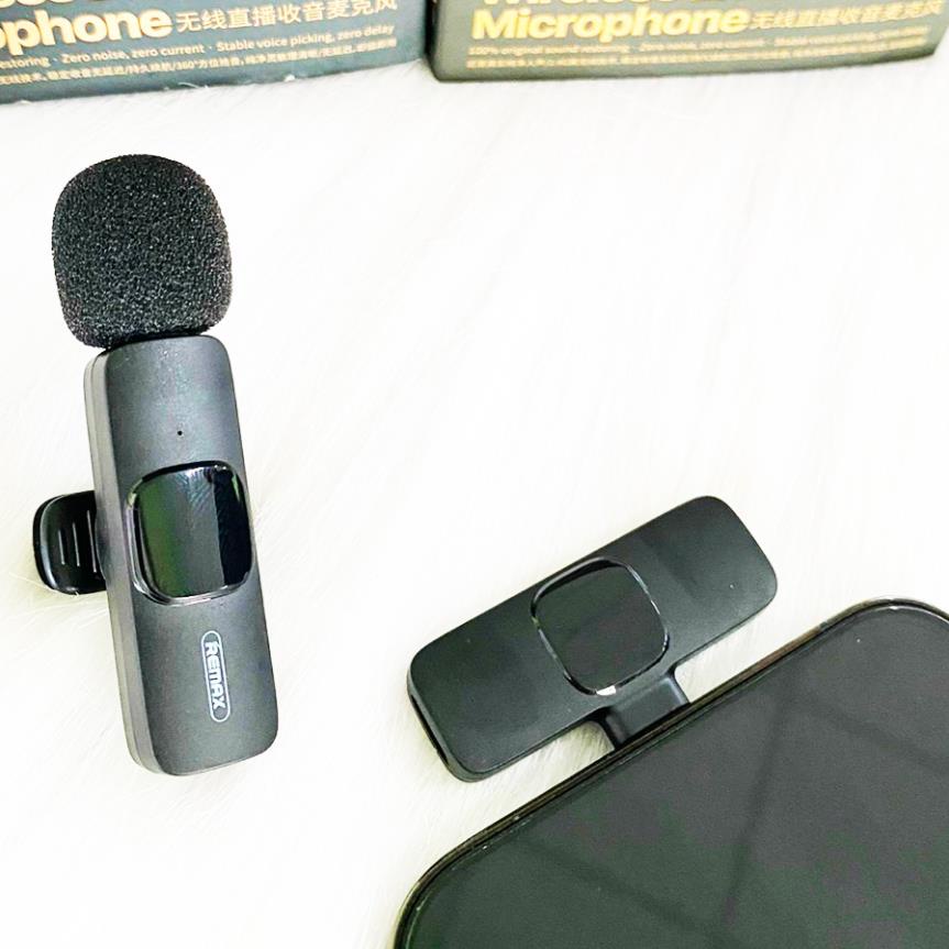 Micro không dây thu âm cài áo cho điện thoại livestream Remax K03 2 mic lọc âm typec [ Mẫu mới ...