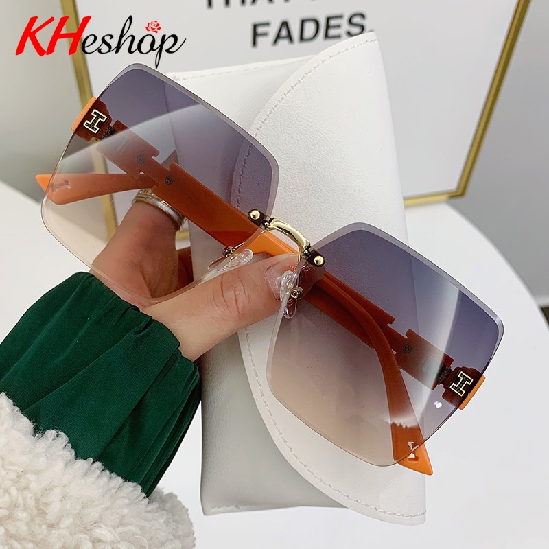 Kính râm không viền cắt cạnh kim cương, màu Gradient chữ "H" mã Y7710 ...
