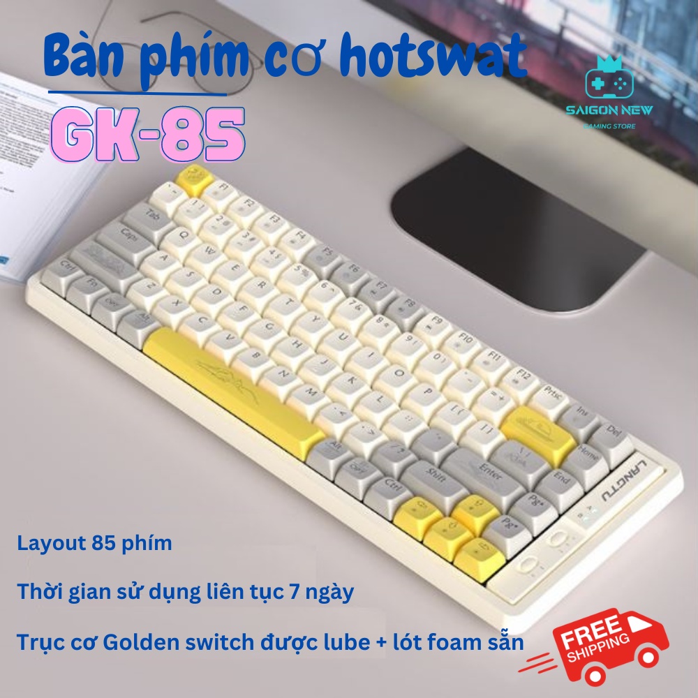 Bàn phím cơ không dây LANGTU GK85 - Có HOTSWAT GoldenSwitch - Hỗ trợ 3 chế độ kết nối | Shopee ...