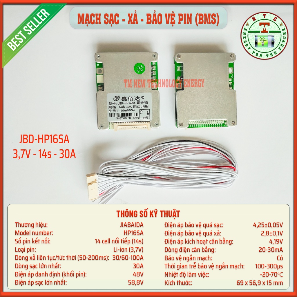 BMS JBD | Mạch sạc, xả và bảo vệ pin Lithium Li-ion 3,7v | LiFePO4 3,2v | 8s 13s 16s 17s | 20s ...