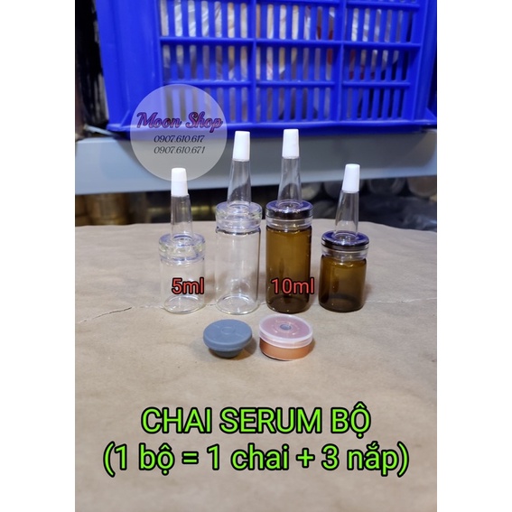 Sỉ 100 chai 5ml & 10ml bộ 3 nắp, chai thuỷ tinh đựng serum nắp thiếc | Shopee Việt Nam