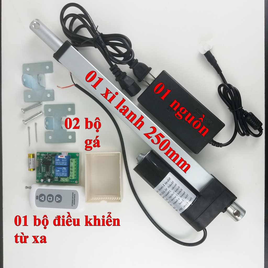 Combo Xi lanh điện, Xy lanh điện 12v hành trình 250mm - 300mm và bộ ...