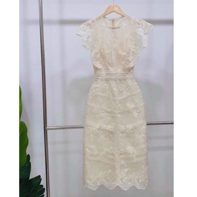 Váy body ren tay cánh tiên cao cấp, đầm ren body thiết kế dạ hội ...