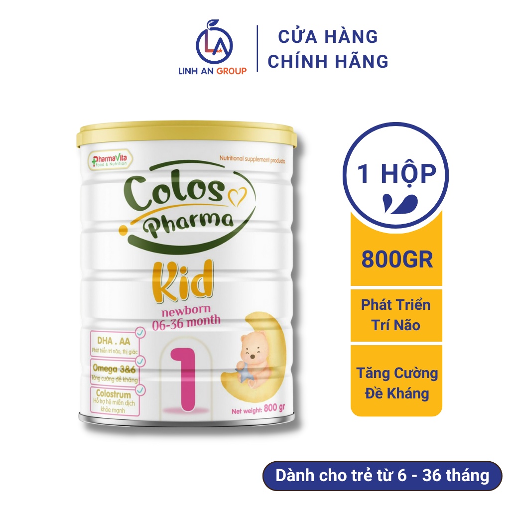 Sữa bột cho bé Colos Pharma Kid 800gr giúp bé thông minh, phát triển ...