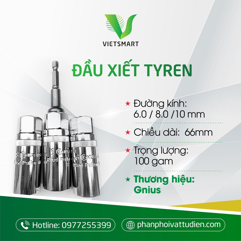 Đầu vặn tyren M6 M8 6/8MM Gnius - Chính Hãng | Shopee Việt Nam