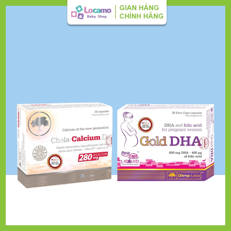 Combo Chela Calcium D3 Và Gold DHA Olimp labs cho bà bầu Giúp bổ sung Canxi và Vitamin D3 Hỗ trợ ...