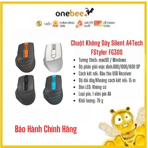 Chuột Không Dây A4Tech FStyler FG30S 2.4GHz 2000 DPI - Phiên Bản Nâng Cấp Chống Ồn | Shopee Việt Nam