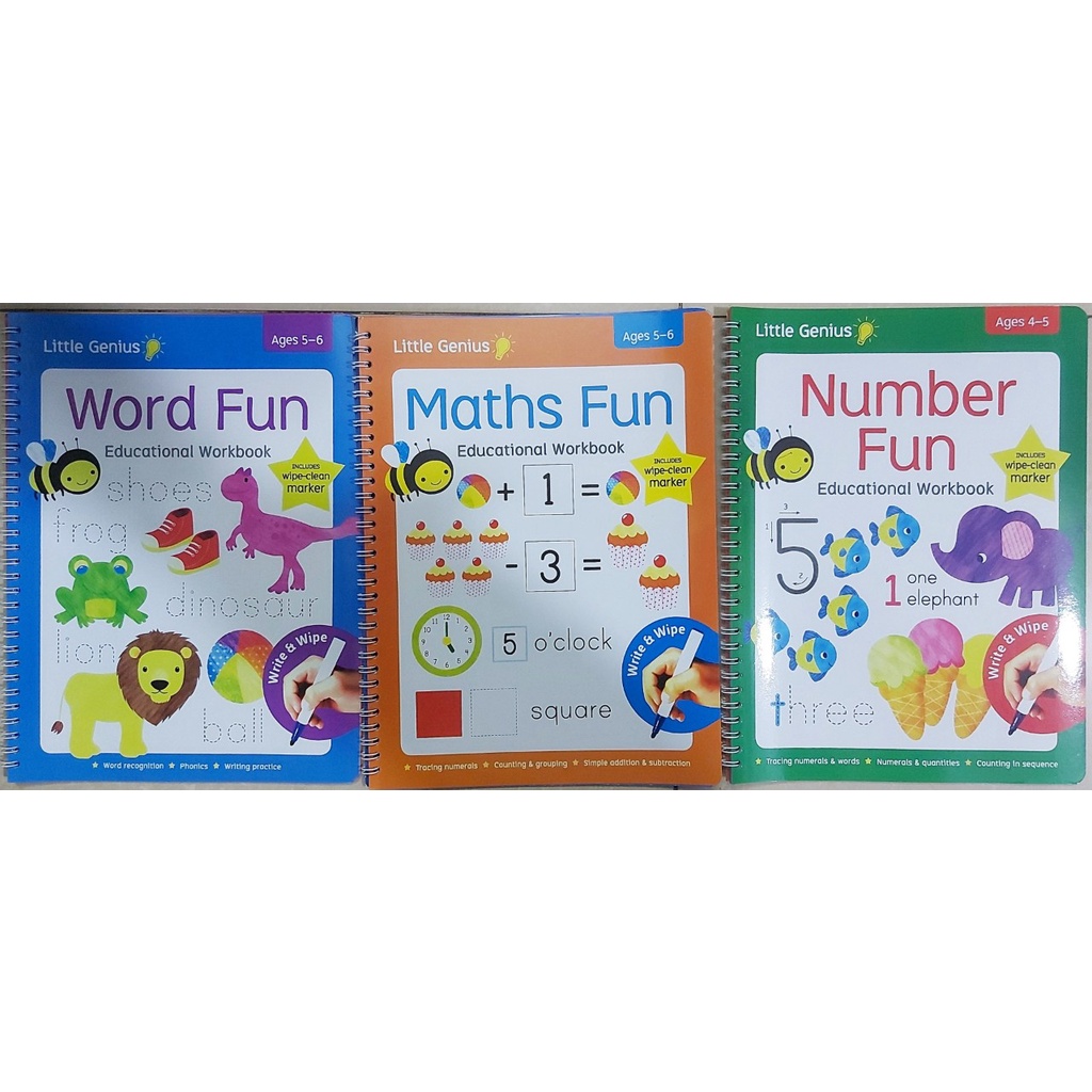 Sách- Little Genius: Maths Fun - Word Fun - Number Fun Educational ...