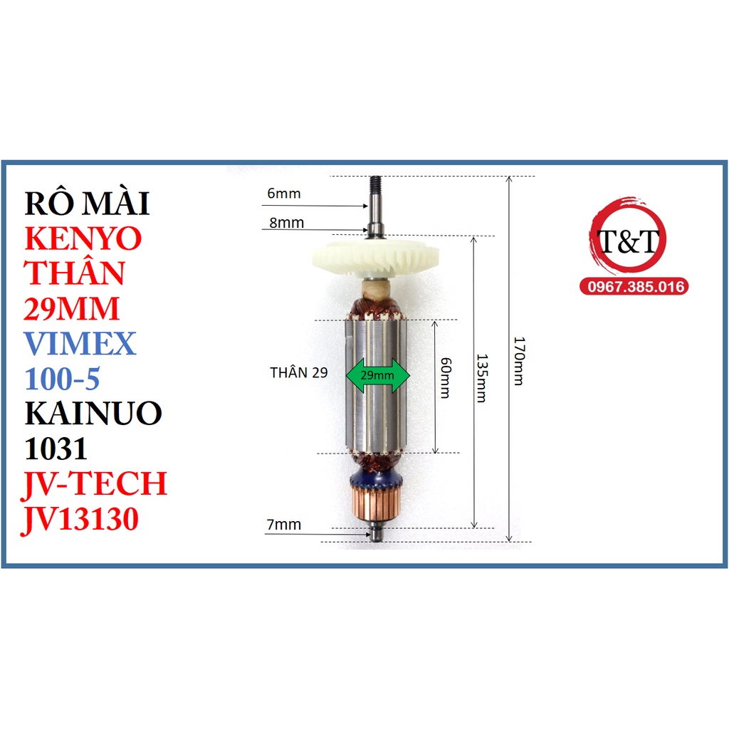 RÔ MÀI M1006 DÀI 170 THÂN 29 DÙNG CHO CÁC MÁY KENYO THÂN 29 , KAINUO ...