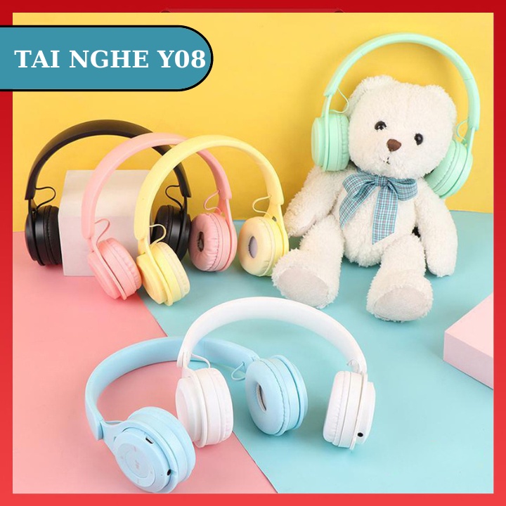Tai Nghe Bluetooth Y08 5.0 Chụp Tai có micro Headphone không dây thời trang nhiều màu sắc ...