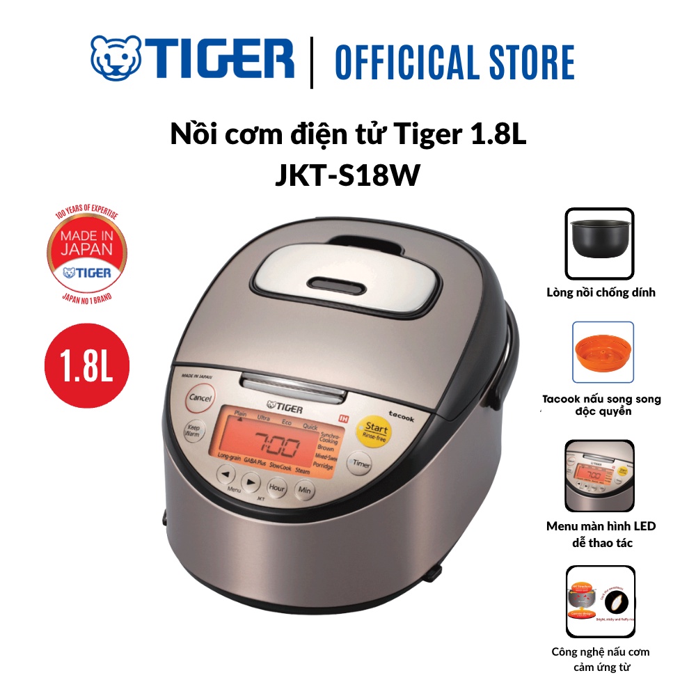 Nồi Cơm Điện Tử Cao Tần Tiger 2 Trong 1 JKT-S18W 1.8L - Hàng Chính Hãng ...