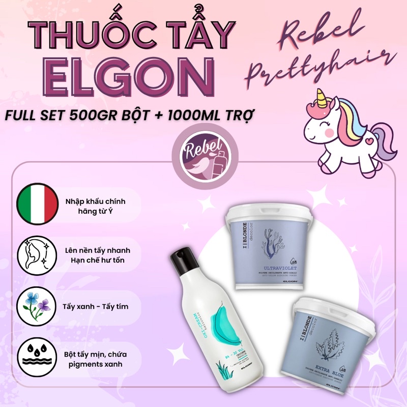 Thuốc Tẩy Tóc Elgon Full Set 500g + 1000 Trợ Chính Hãng Italy - Rebel ...