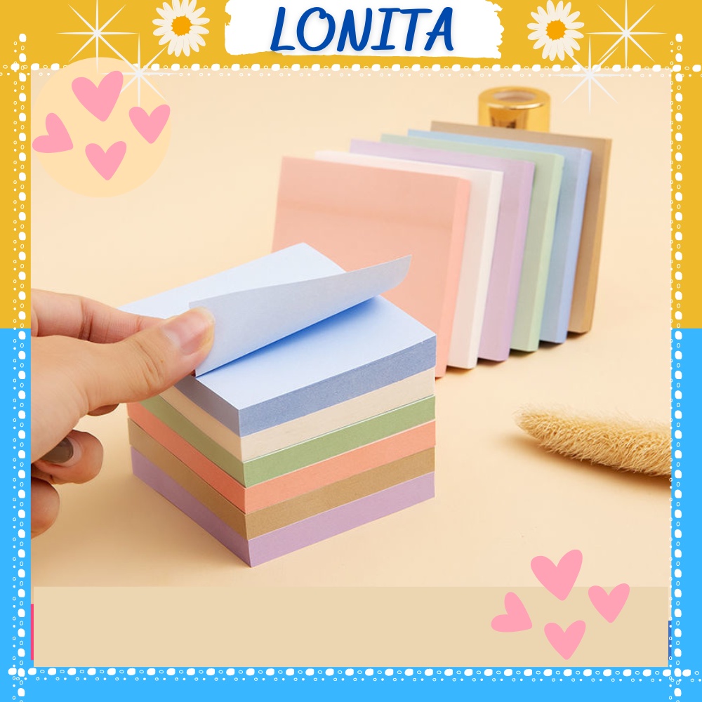 Tập 100 tờ giấy ghi chú trơn màu pastel Lonita giấy note nhiều màu xinh ...