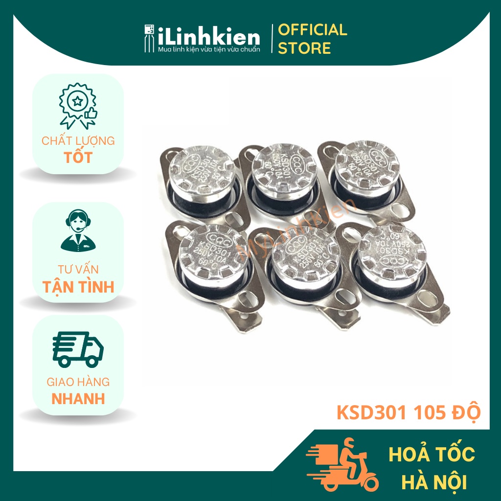 Rơ le nhiệt KSD301 105 độ relay nhiệt thường đóng 10A 250V chất lượng ...