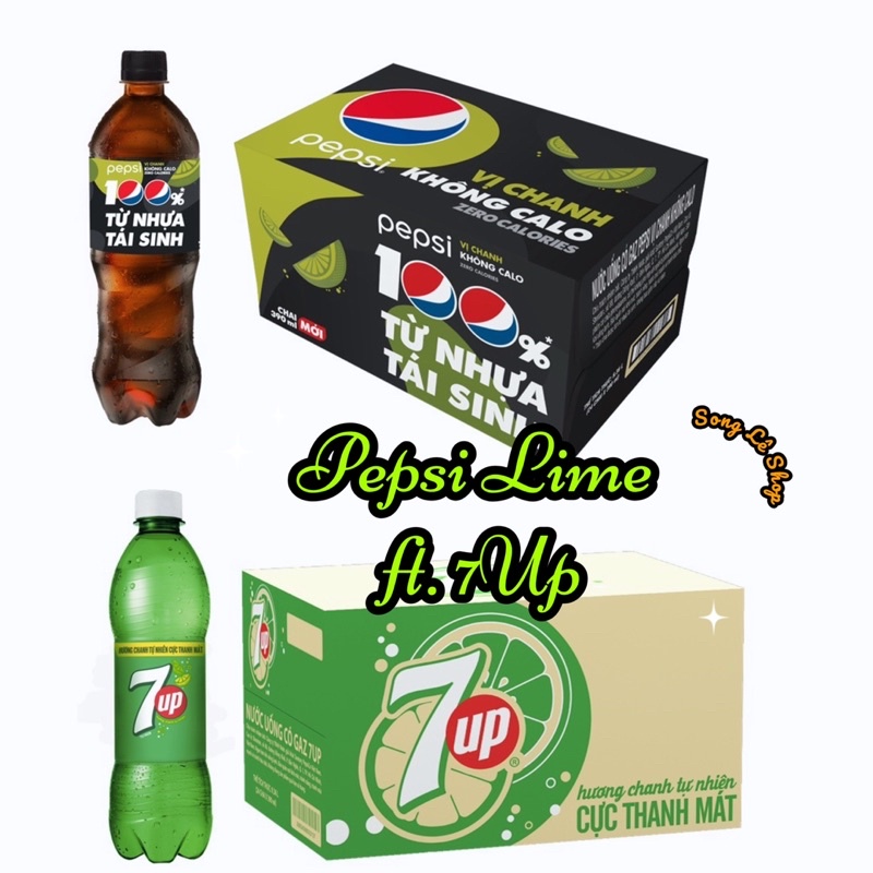Combo ít calo, Ko Âu lo (1 Thùng 12 chai Pepsi Chanh Không Calo và 12 chai 7Up) | Shopee Việt Nam