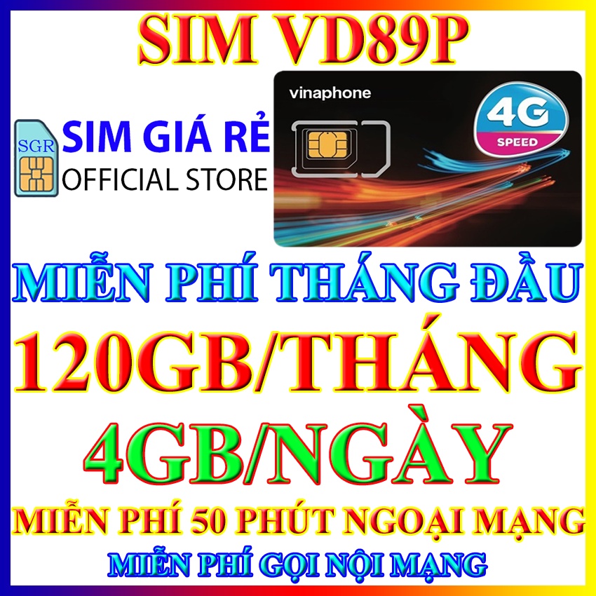 Sim 4G Vina VD89P miễn phí 4GB/ngày, 120GB/tháng tốc độ cao 4G tháng ...