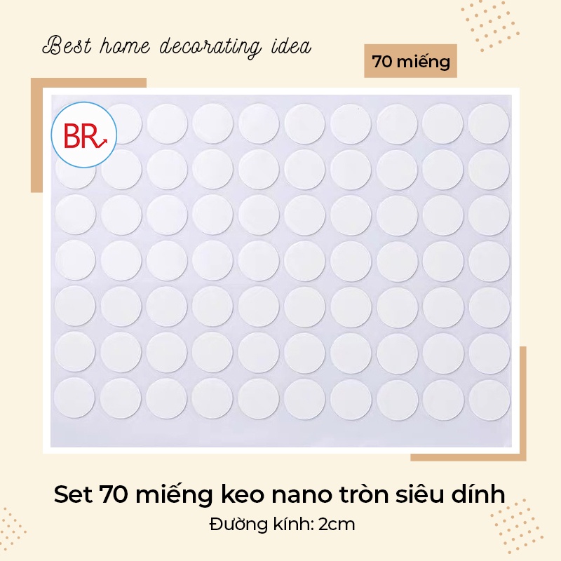 Set 70 Miếng keo dán 2 mặt Acylic nano hình tròn 2cm – Combo 70 miếng ...