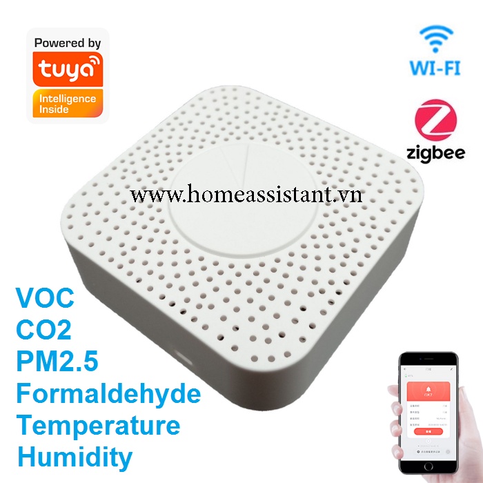 Cảm Biến Chất Lượng Bụi Không Khí Wifi Zigbee Tuya AirS01 (Đo nhiệt độ độ ẩm VOC CO2 PM2.5 ...