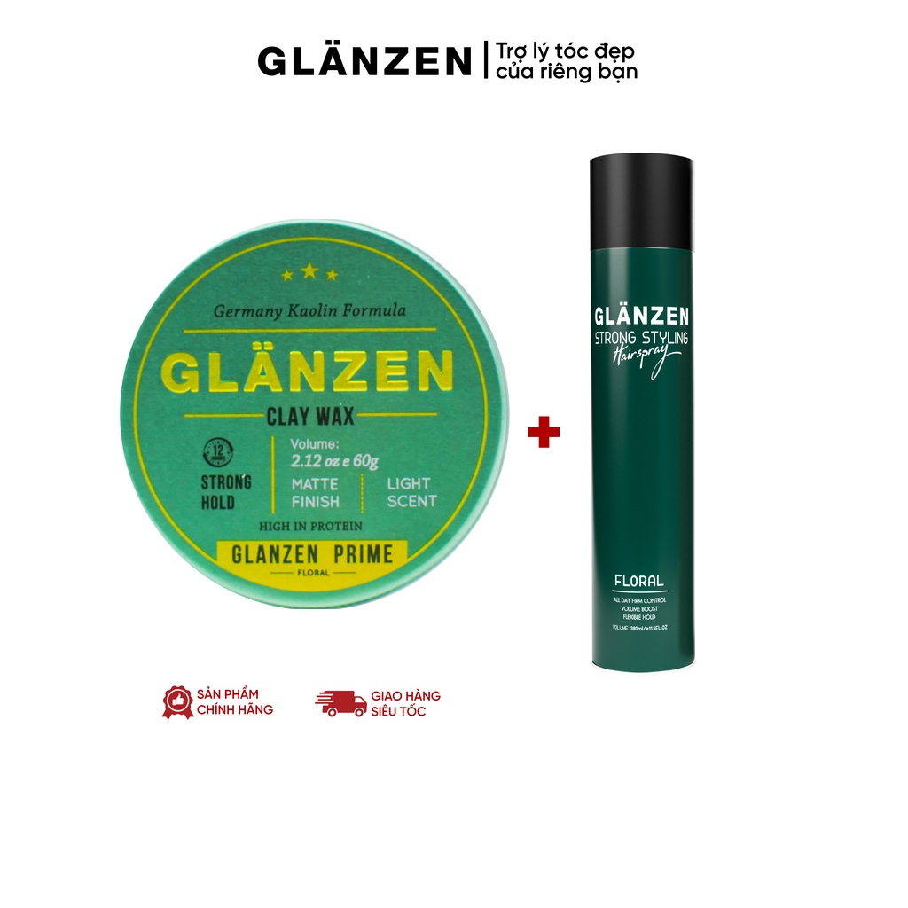 Combo Tóc đẹp thơm lâu sáp Glanzen Floral và Gôm Glanzen Floral Giữ nếp lâu Lưu hương sâu ...