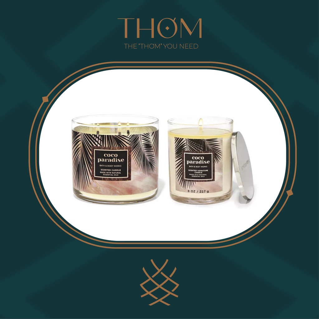 COCO PARADISE | Nến thơm 3 bấc 411gr 1 bấc 198g Bath and Body Works 3 ...