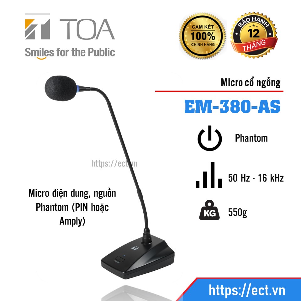 Mic cổ ngỗng, Mic để bục, Mic phát biểu, TOA EM-380-AS mic độ nhạy cao ...