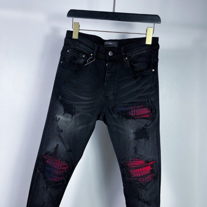 Quần Jeans Amiri Nam Vá Da Đỏ Cao Cấp, Quần Bò Nam Amiri Vá Da Cao Cấp ...