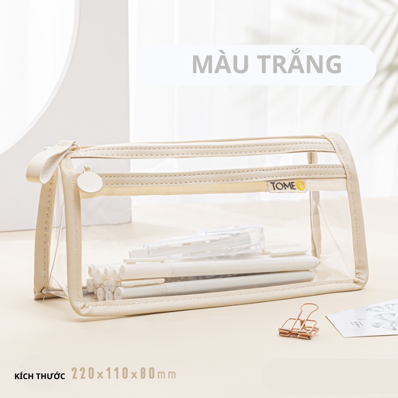 Hộp đựng bút trong suốt 2 ngăn - túi đựng bút học sinh cute hộp bút cỡ ...