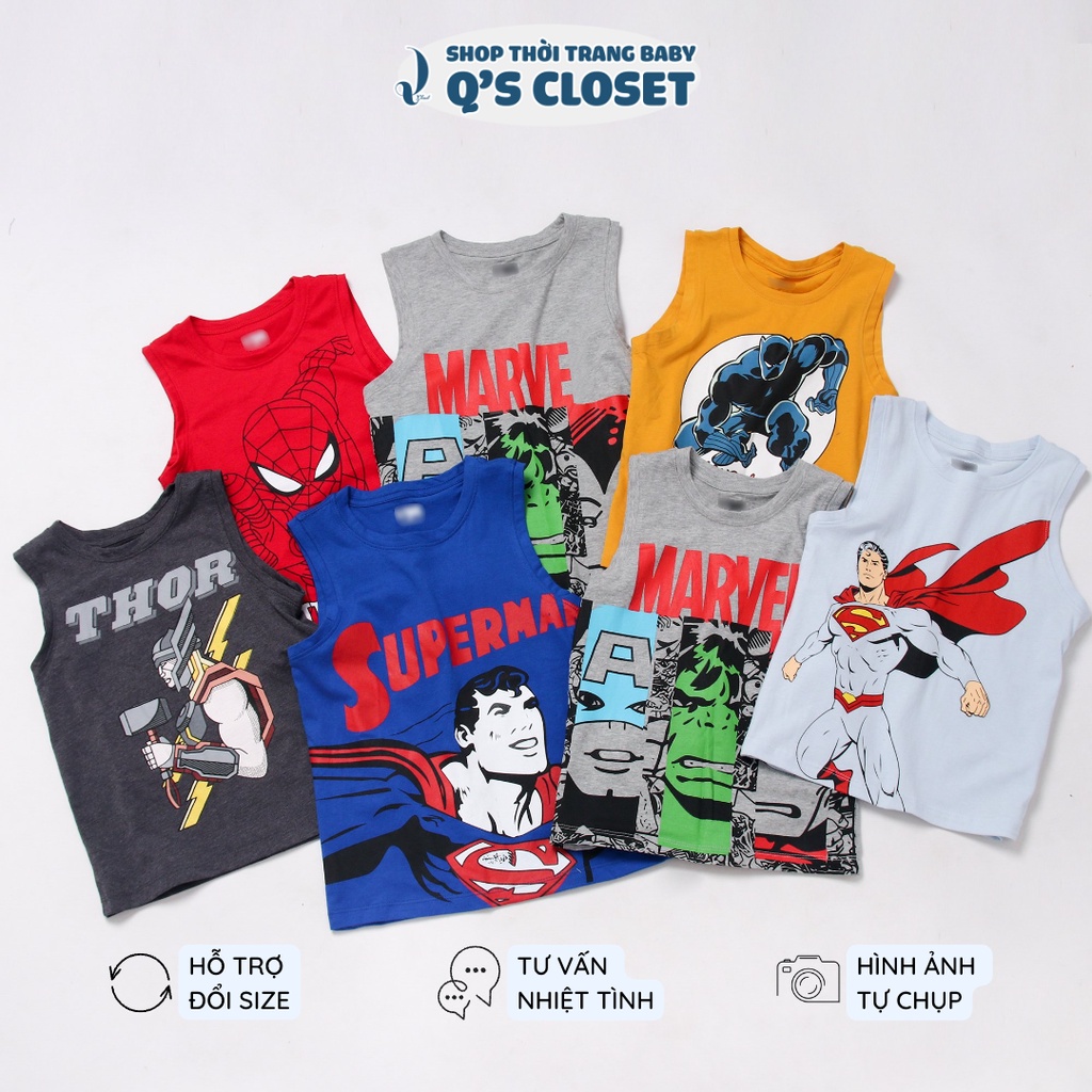 Áo thun ba lỗ chất liệu cotton in hình siêu nhân cho bé trai từ 18kg đến 40kg | Shopee Việt Nam