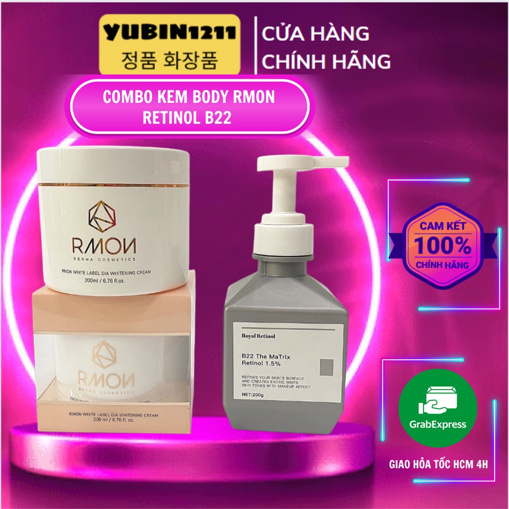 Combo Dưỡng Trắng Da Kem Body Rmon 200ml Và Kem Ủ Trắng Royal Retinol ...