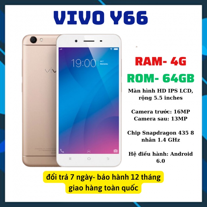 Điện thoại xịn cảm ứng Vivo Y66 ram 4G bộ nhớ 32G 2 sim mới Chơi game ...