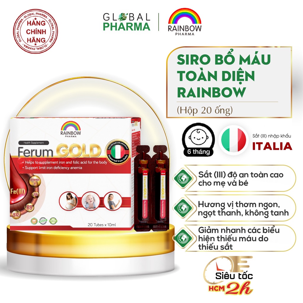 Siro sắt Ferum Gold III bổ máu cho mẹ mang thai, bé từ 1 tuổi (H/20 ống ...