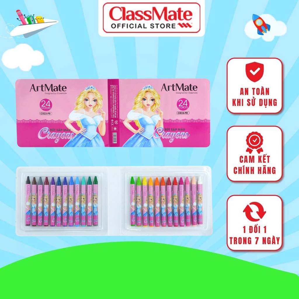 Bút Sáp Màu ARTMATE Thiết Kế Công Chúa Đáng Yêu, 12-24 Chiếc, Bám Giấy ...