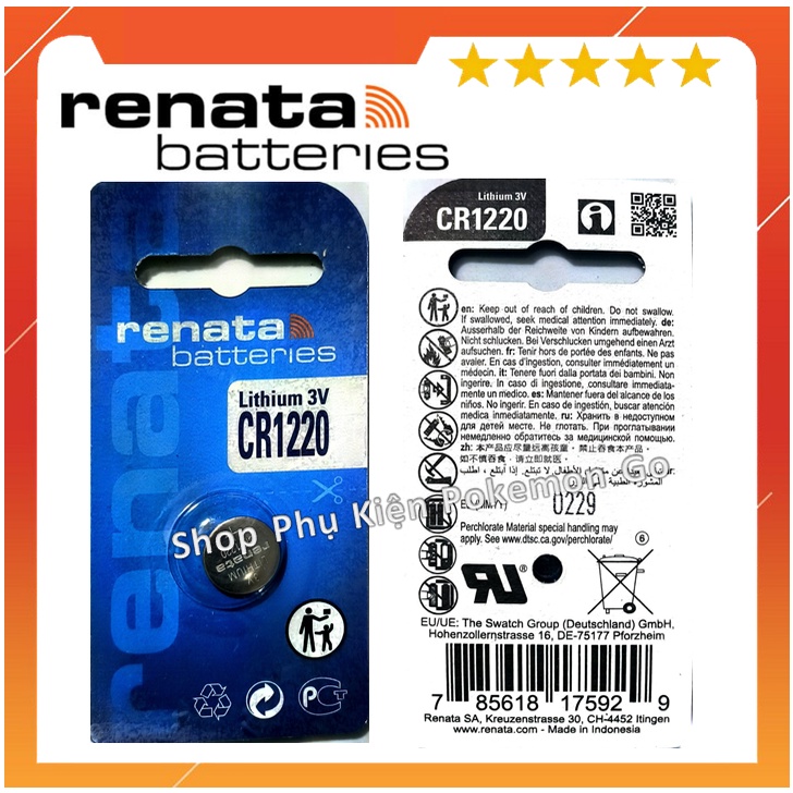 Pin Renata CR1220 Pin Cúc Áo 3V Hàng Chính Hãng - Vỉ 1 Viên | Shopee ...