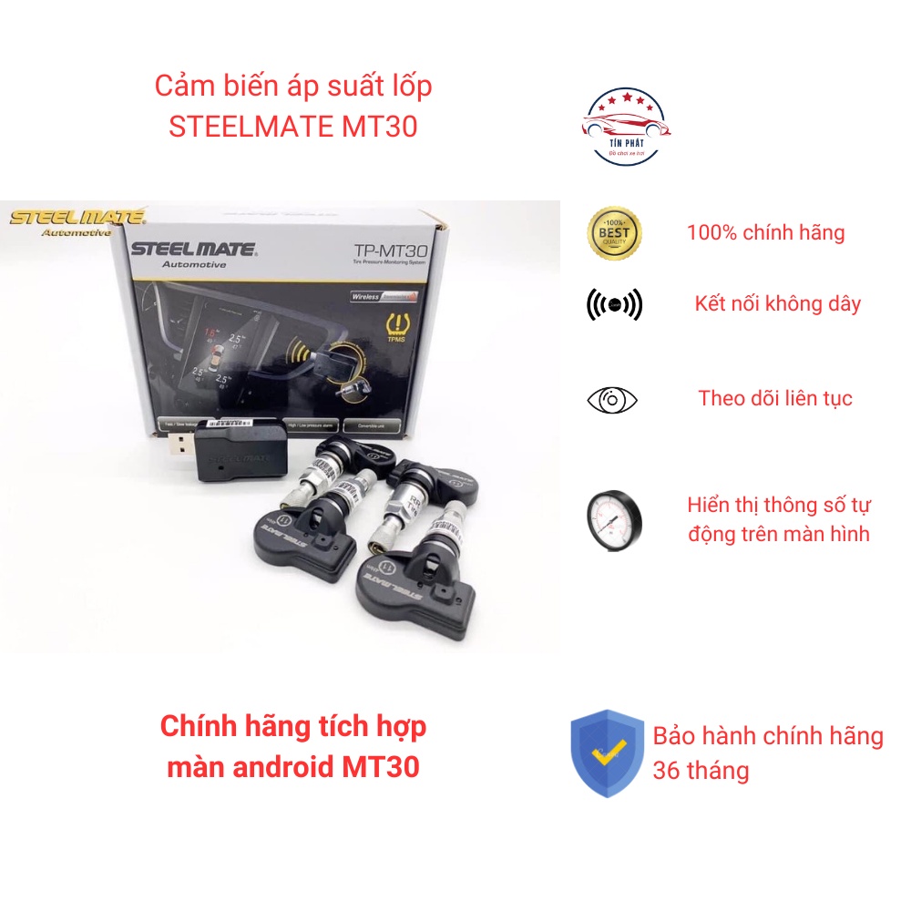 Cảm biến áp suất lốp CHÍNH HÃNG STEEL MATE MT30, van trong tích hợp màn ...