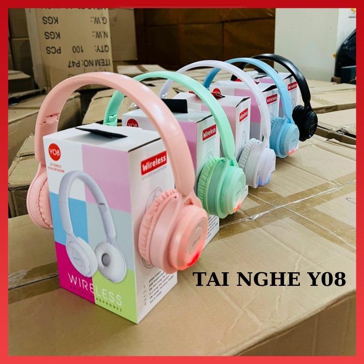 Tai Nghe Chụp Tai Bluetooth Y08, Tai Không Dây Có Mic, Có Thẻ Nhớ, Âm Bass Cực Chất, Nghe Nhạc ...