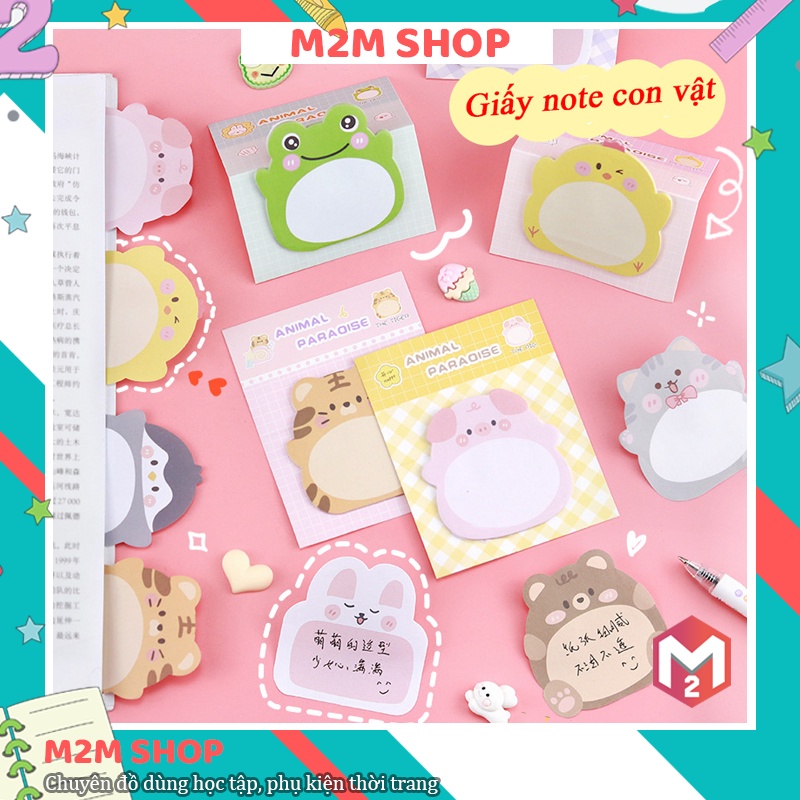 Giấy note ghi chú nhiều hình con vật cute dễ thương khác nhau có thể ...