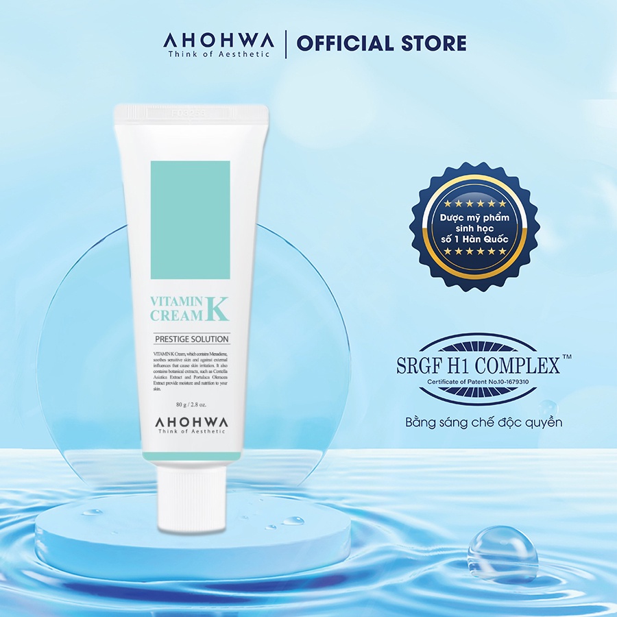 Kem dưỡng AHOHWA Vitamin K Cream chuyên biệt cho da mỏng đỏ, giãn mão ...